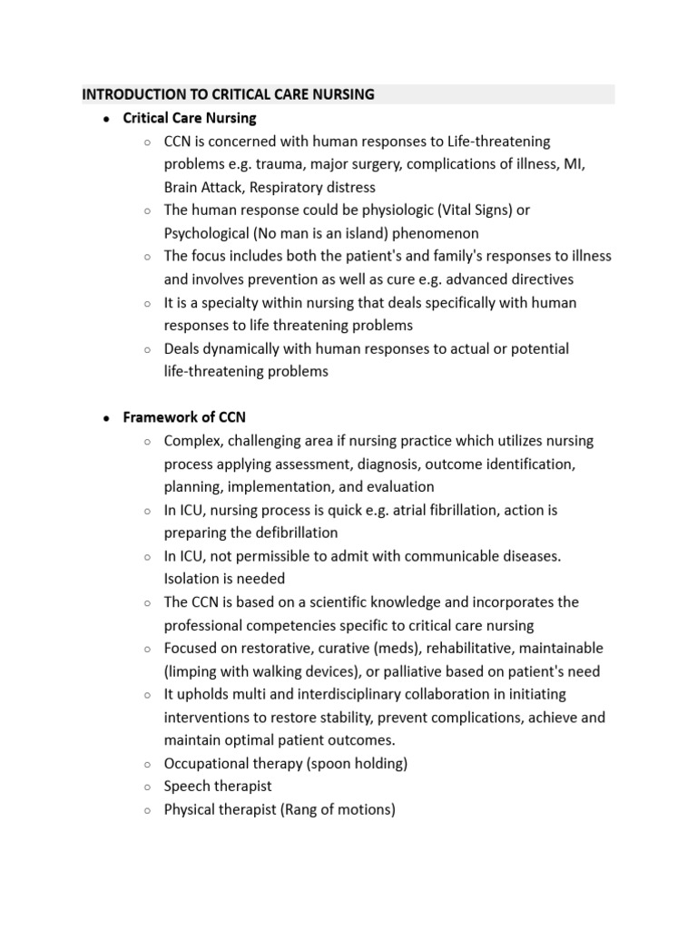 Critical Care Nursing | PDF | Intensive Care Medicine | Intensive Care Unit