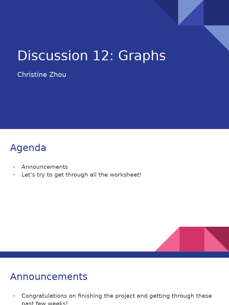 Discussion 12 - Graphs | PDF | Vertex (Graph Theory) | Computational Complexity Theory