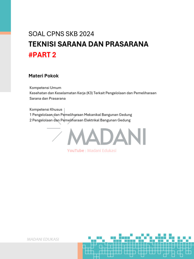 Soal CPNS SKB 2024: Teknisi Sarpras | PDF | Griya & Taman