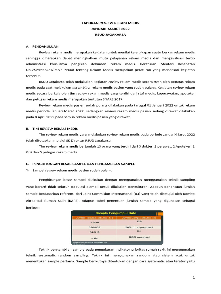 Laporan Review Rekam Medis 2021 | PDF