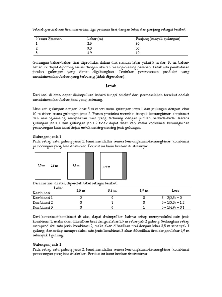 Perencanaan Produksi Tirai Efisien | PDF