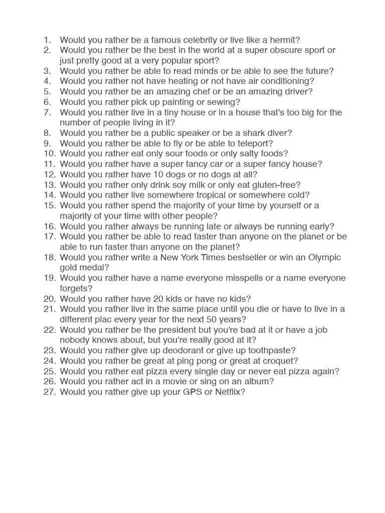 Would You Rather | PDF