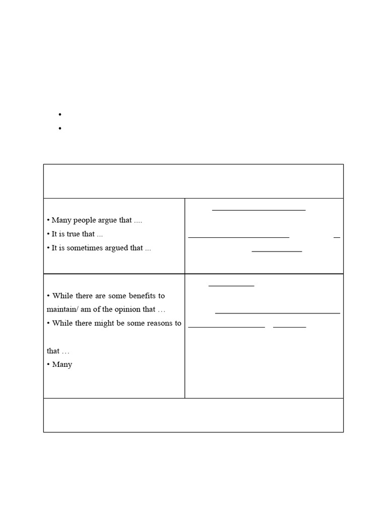 Ielts Writing Task 2 - Opinion Essay Template | PDF | Reason | Social ...