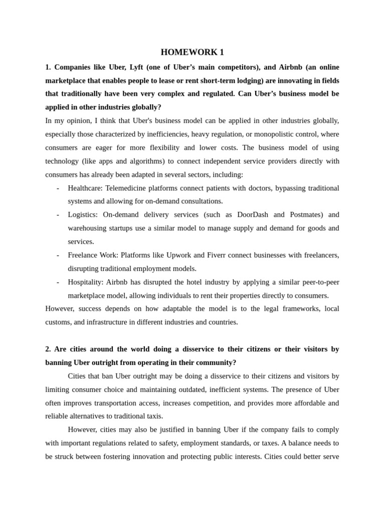 Homework 1 | PDF | Business Model | Economies