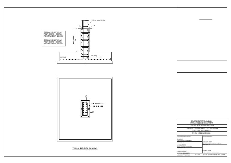 Typical Pedestal Drawing | PDF | Building Technology | Architectural Design