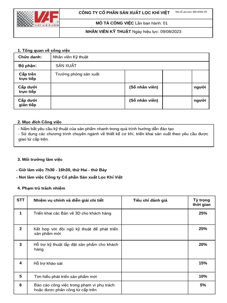 4. MTCV Nhân viên kỹ thuật nhiệt | PDF