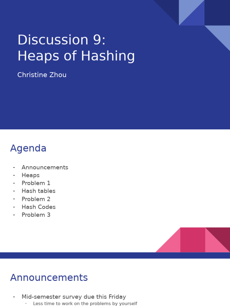 Discussion 9 - Heaps of Hashing | PDF | Computing | Applied Mathematics
