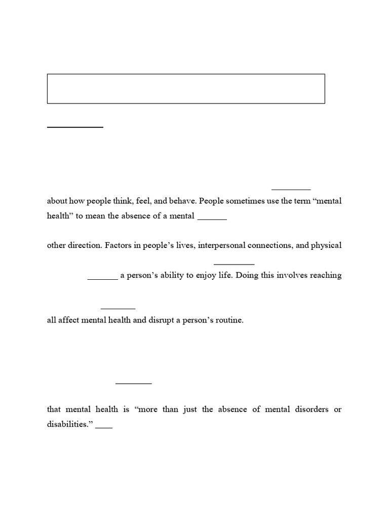 Unit 3 Mental Health | PDF | Mental Health | Sleep