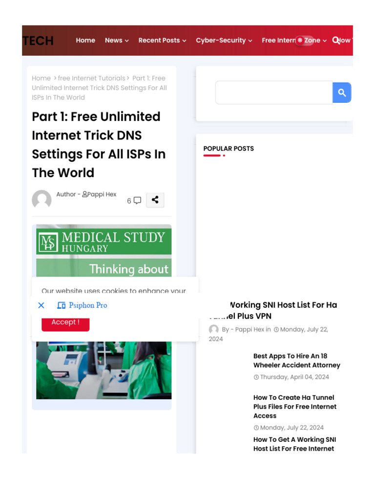 Part 1 - Free Unlimited Internet Trick DNS Settings For All ISPs in The World | PDF | Domain ...