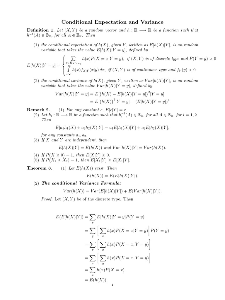 L17 Conditional Expectation And Variance Pdf Expected Value Variance