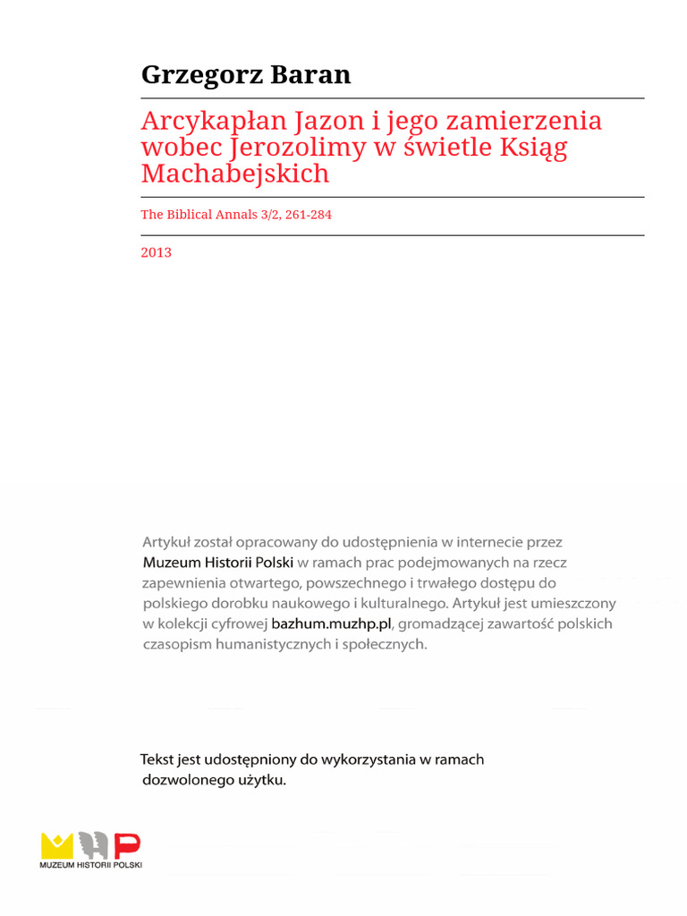 Arcykapłan Jazon I Jego Zamierzenia | PDF