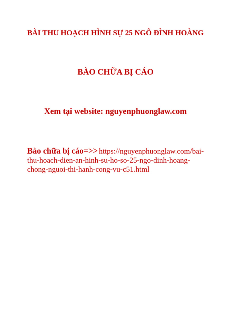 Bài Thu Hoạch Hình Sự 25 Ngô Đình Hoàng | PDF