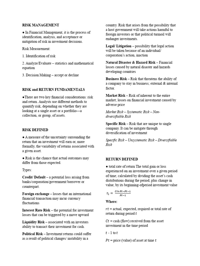 Understanding Risk and Return in Finance | PDF | Financial Risk | Risk