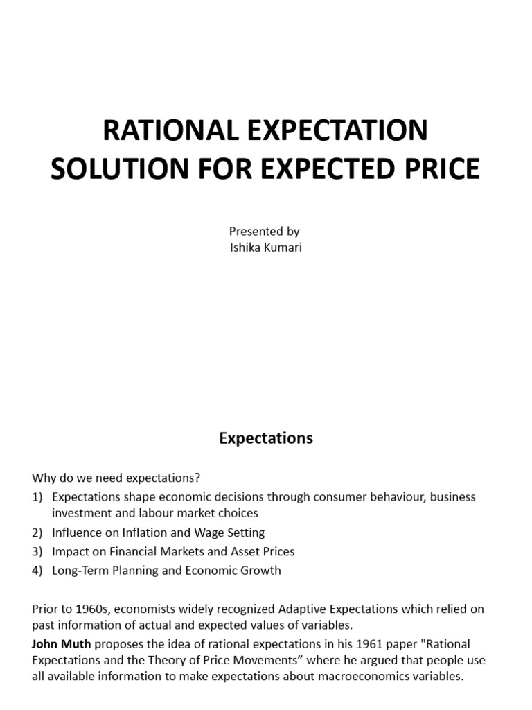 Rational Expectation Solution of Expected Price - 4november | PDF ...