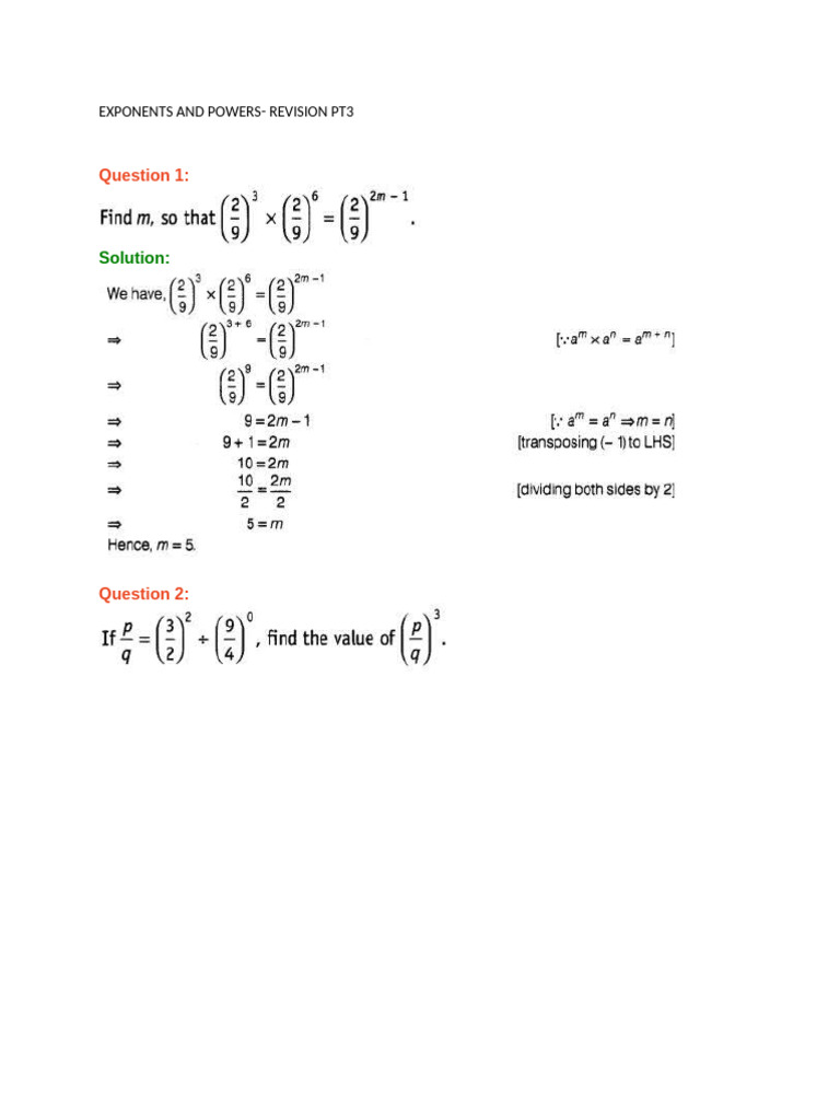 EXPONENTS AND POWERS(REV) | PDF | Exponentiation | Mathematical Concepts