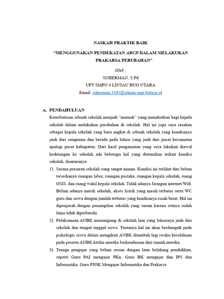Naskah Video Praktik Baik - Jambore GTK Hebat 2024 - Suherman | PDF