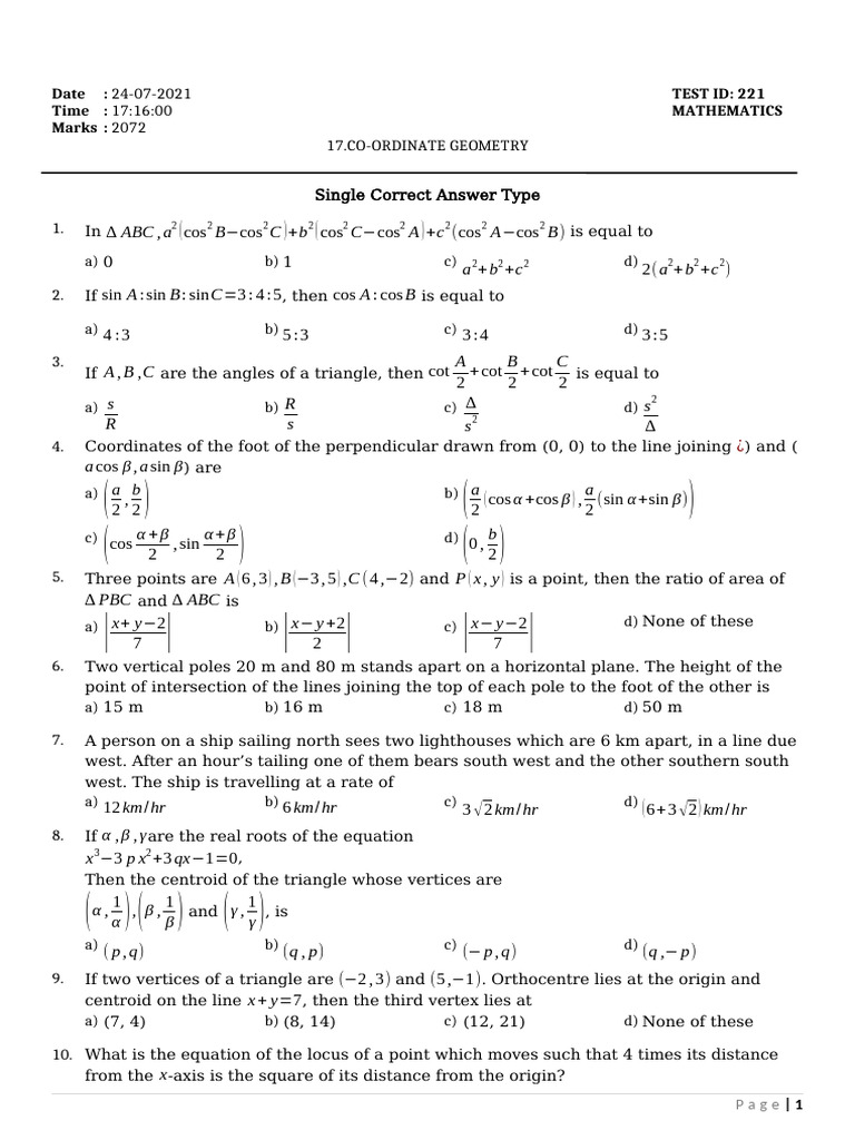 Co Ordinate Geometry | PDF | Triangle | Angle