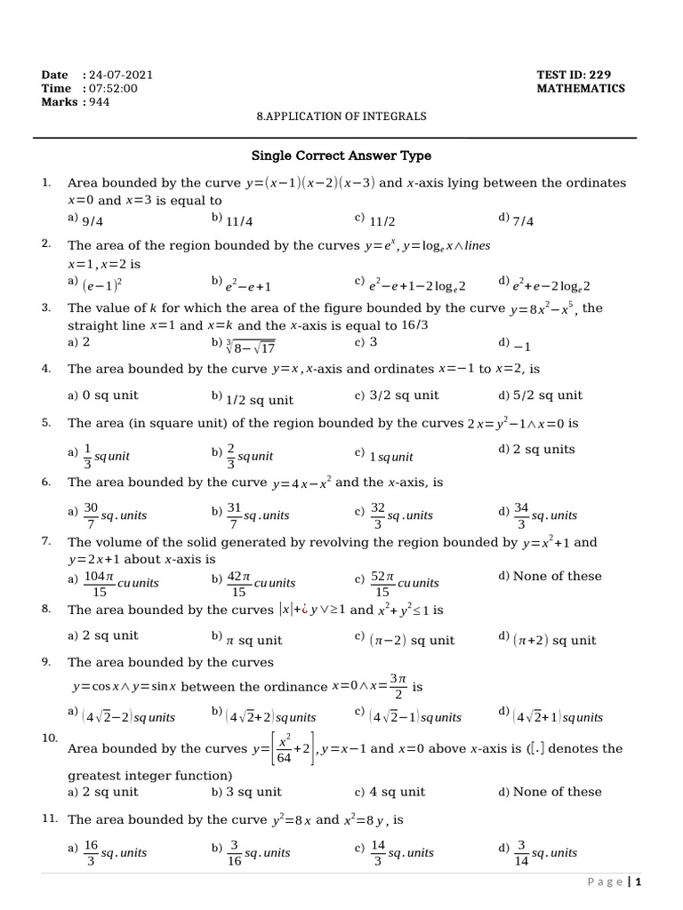 Application of Integrals | PDF | Area | Analytic Geometry