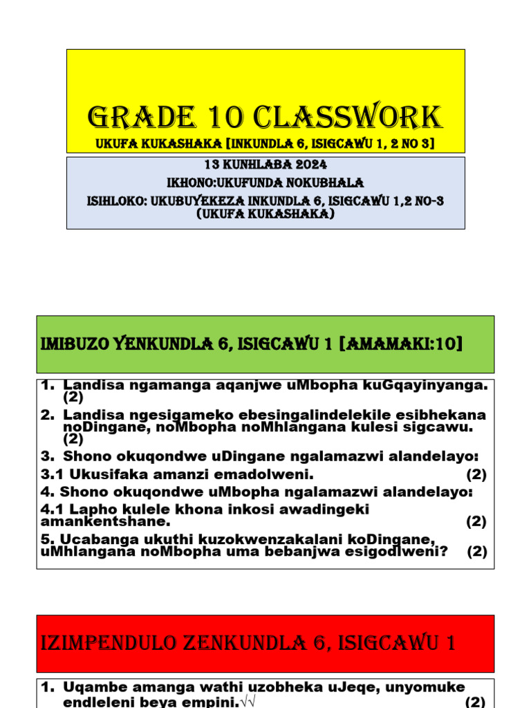 Ukufa Kukashaka 12.05.24 Inkundla 6, Isigcawu 1, 2, 3 | PDF