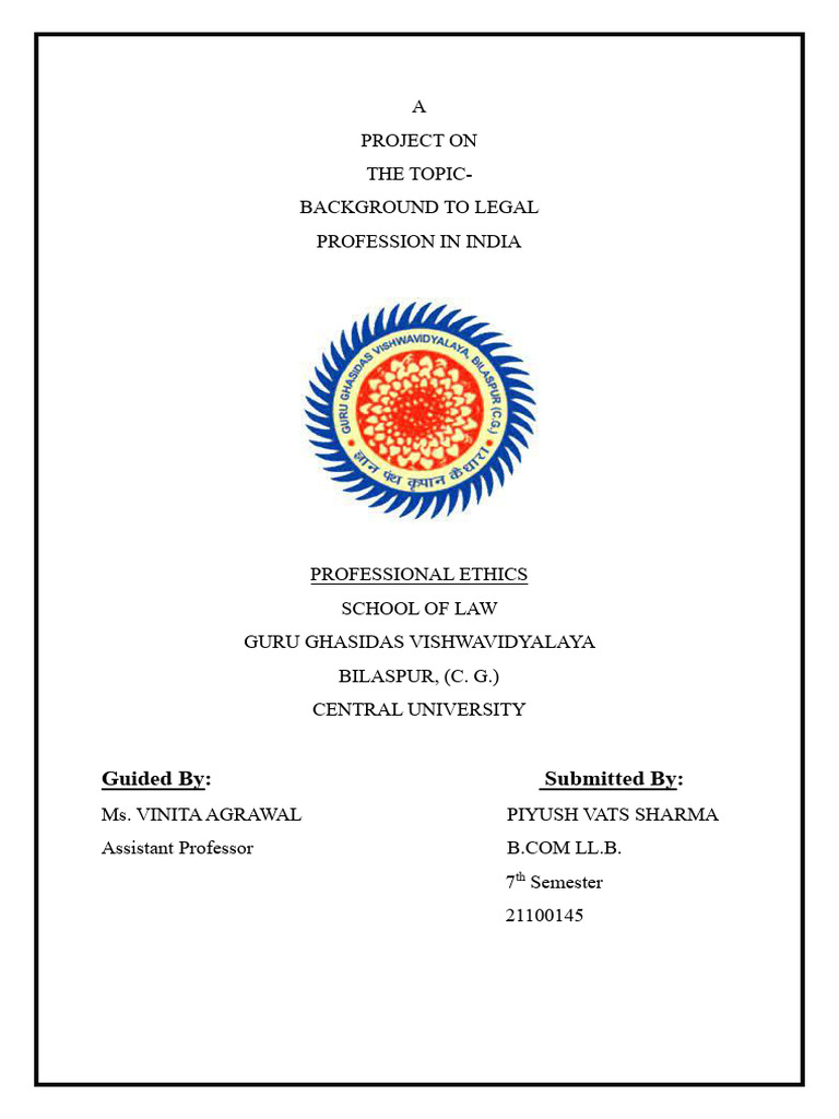 Professional Ethics Project | PDF | Advocate | Lawyer