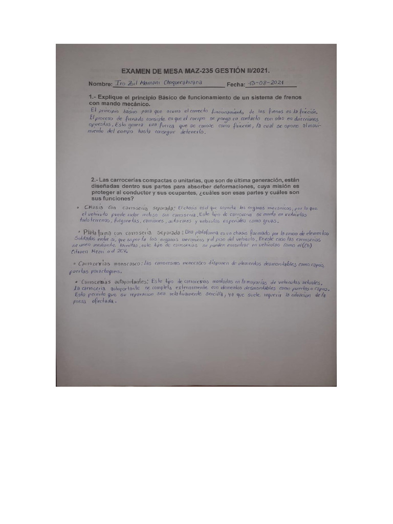 Examen de Mesa Maz 235 Gestion 2021 | PDF