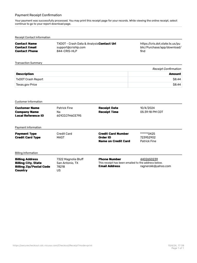 Common Checkout Payment Receipt | PDF | Receipt | Credit Card