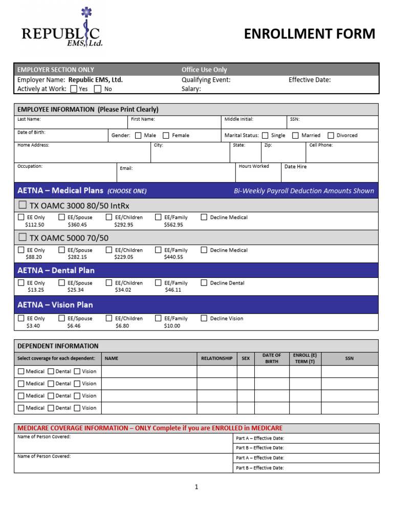 Ee Enroll Form Remsbw | PDF | Insurance | Employment