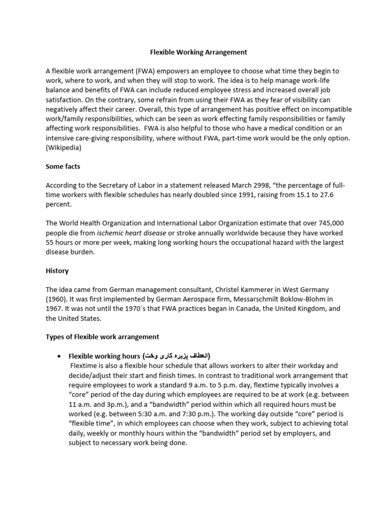 Flexible Working Arrangement | PDF | Industrial Relations | Employee ...