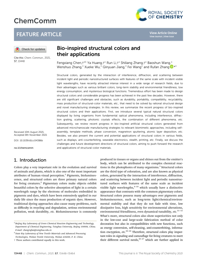 Chen Et Al. - 2021 - Bio-Inspired Structural Colors and Their Applicati ...