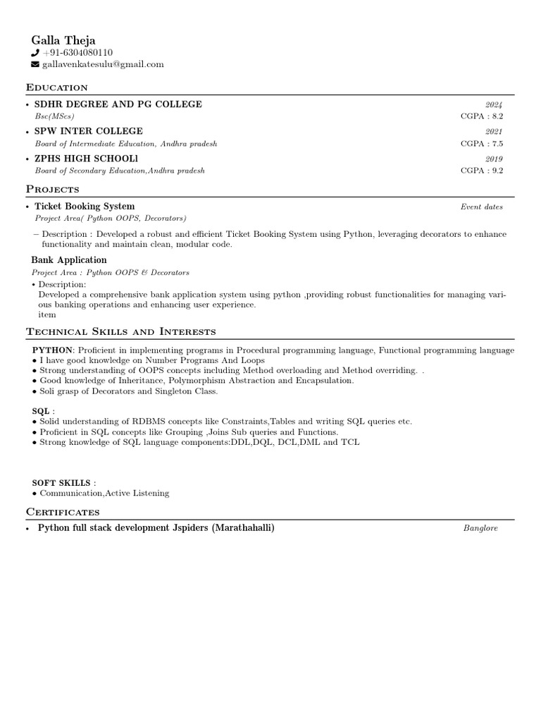 G Teja | PDF | Career & Growth | Computers