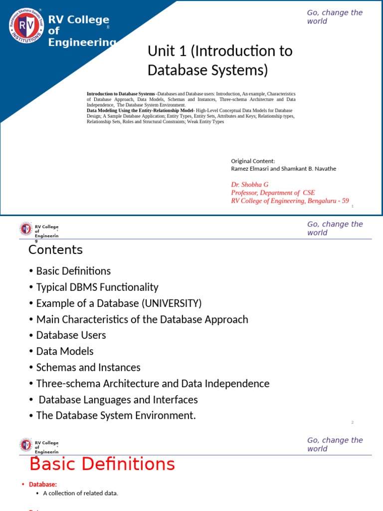 Unit 1-Introduction To Database Systems | PDF | Databases | Data Model