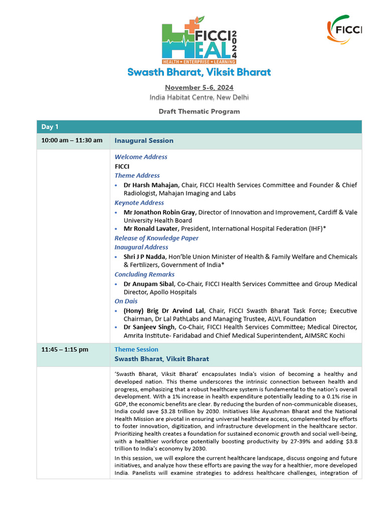 Draft Thematic Program - HEAL 2024 | PDF | Health Care | Health ...