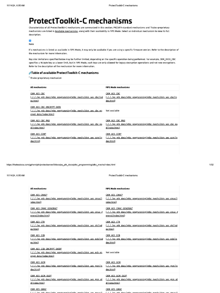 ProtectToolkit-C Mechanisms | PDF