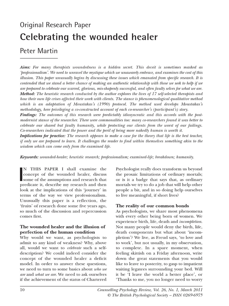 2011 - Martin - Celebrating The Wounded Healer | PDF | Psychotherapy ...