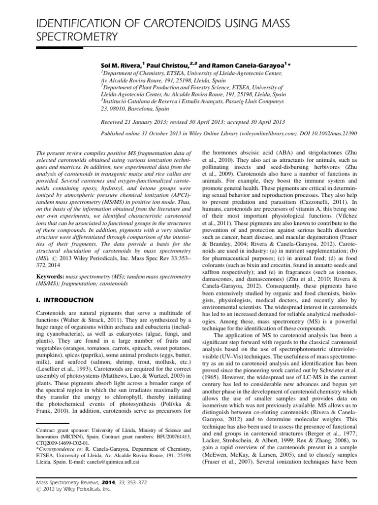 Mass Spectrometry Reviews - 2013 - Rivera - Identification of ...