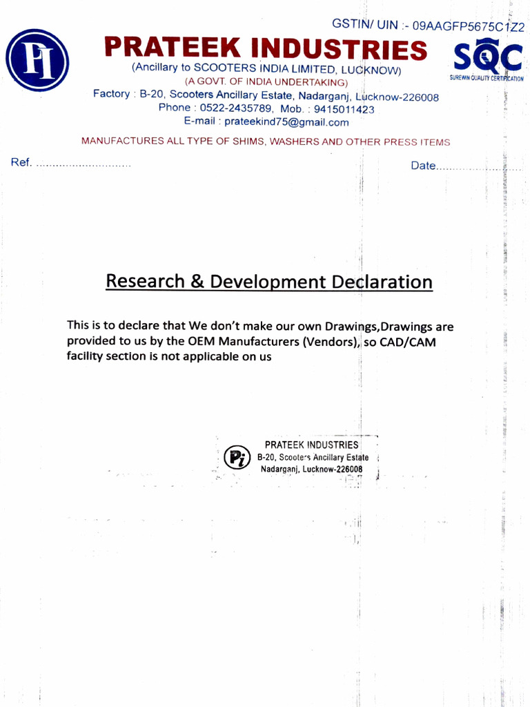 RD Section Declaration | PDF | Technology & Engineering