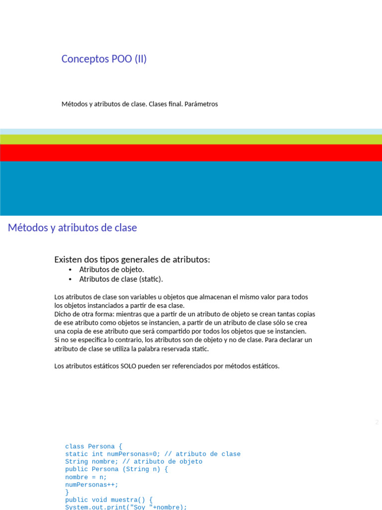 Métodos y Atributos en POO Java | PDF | Objeto (informática) | Ciencias de la Computación