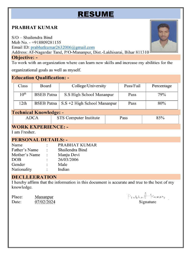Prabhat Resume | PDF