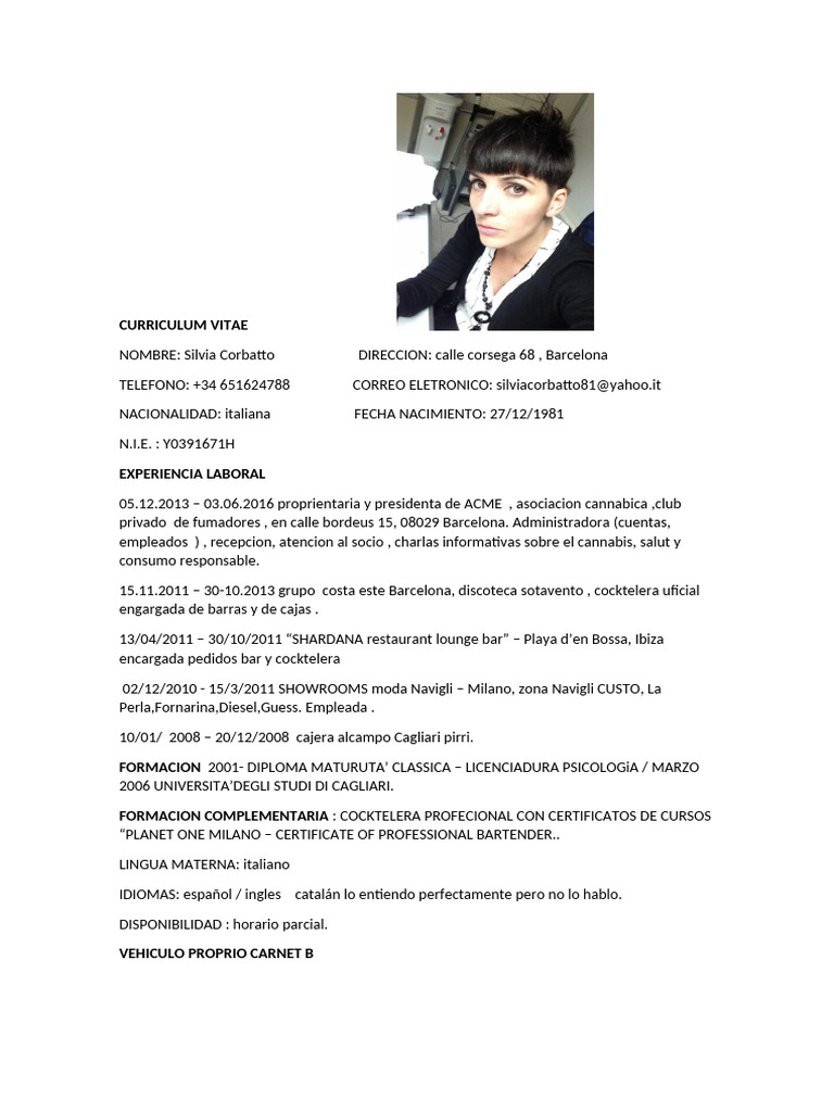 Curriculum Vitae Silvia | PDF