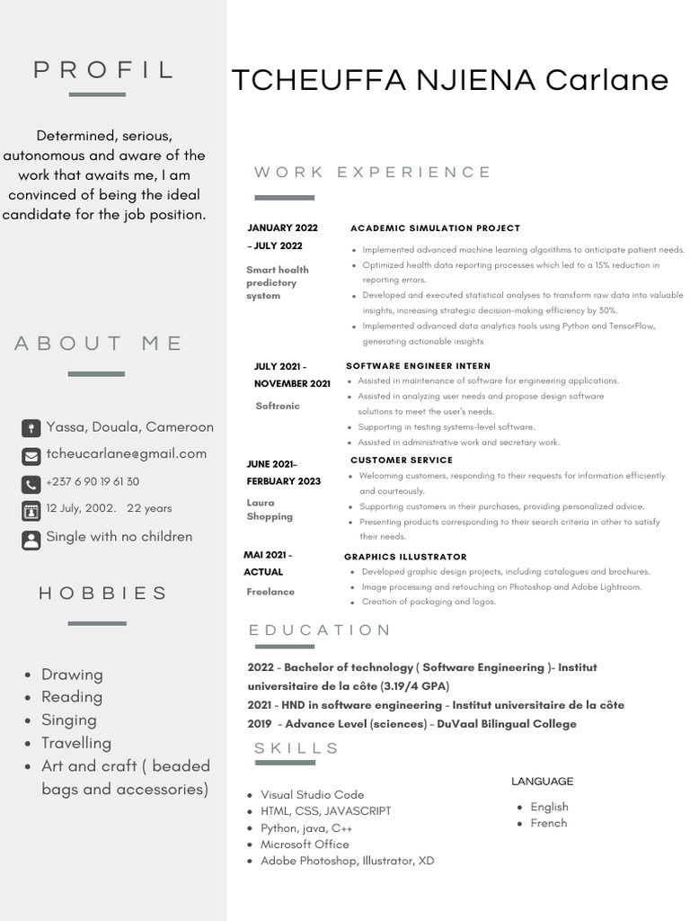 CV TCHEUFFA (Chargé Clientèle) | PDF | Software | Adobe Photoshop