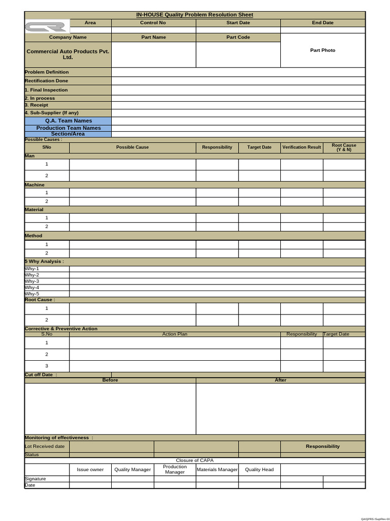 In-House Capa Format | PDF