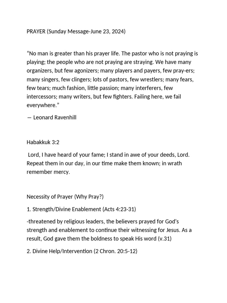 PRAYER (Sunday-WPS Office | PDF | Prayer | Intercession