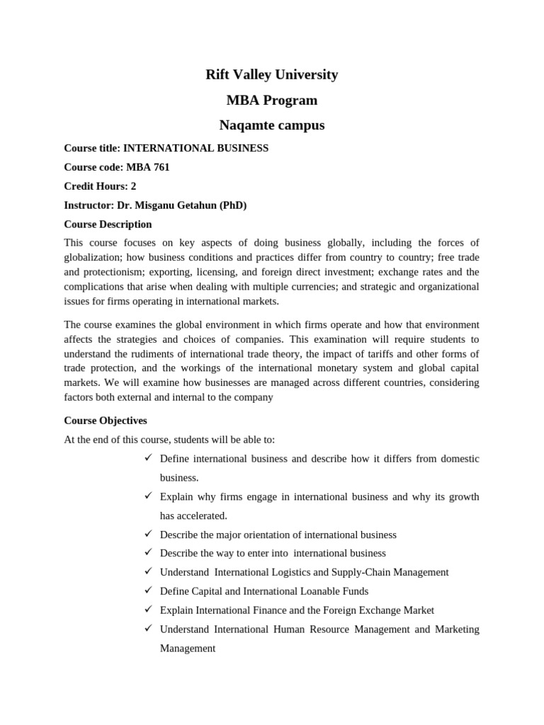 IB courseoutline | PDF | International Business | Exports