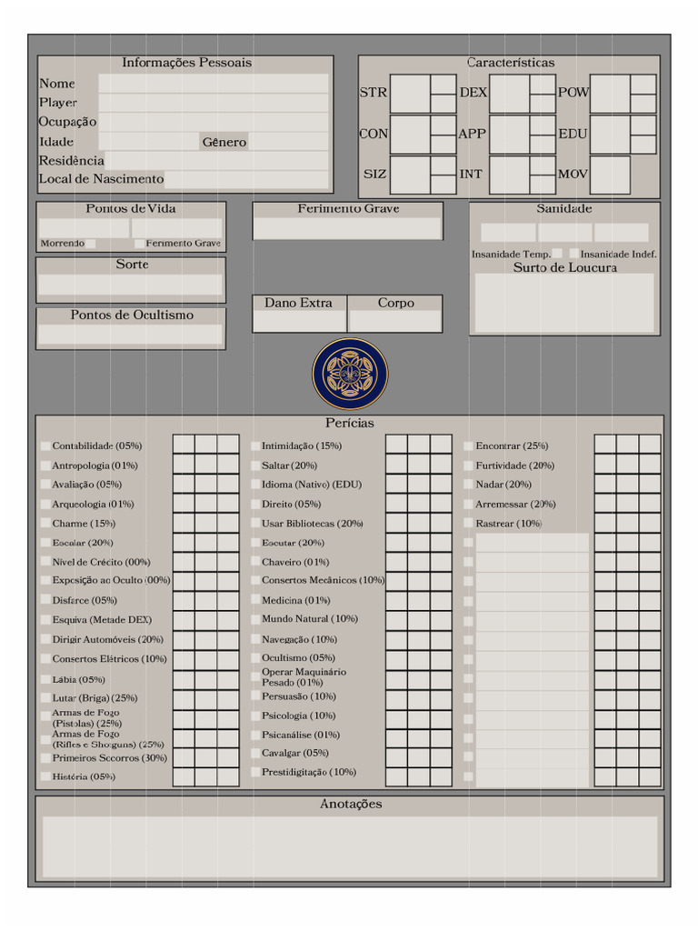 A Flor Da Morte RPG - Ficha Editável - Isaac - Cópia | PDF