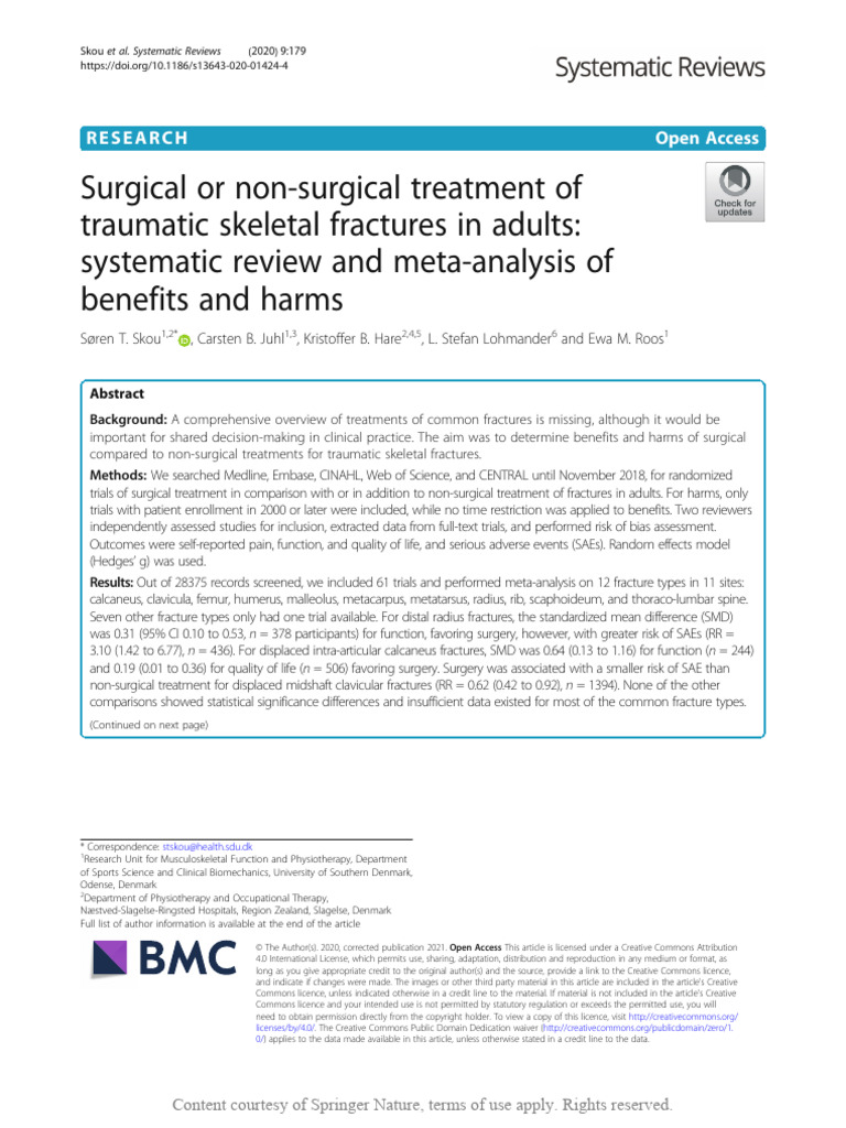 Surgical or Non-Surgical Treatment of Traumatic SK | PDF | Meta ...