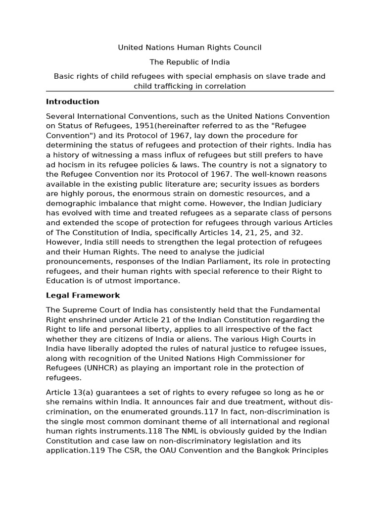 Position Paper Eg | PDF | Refugee | Human Rights