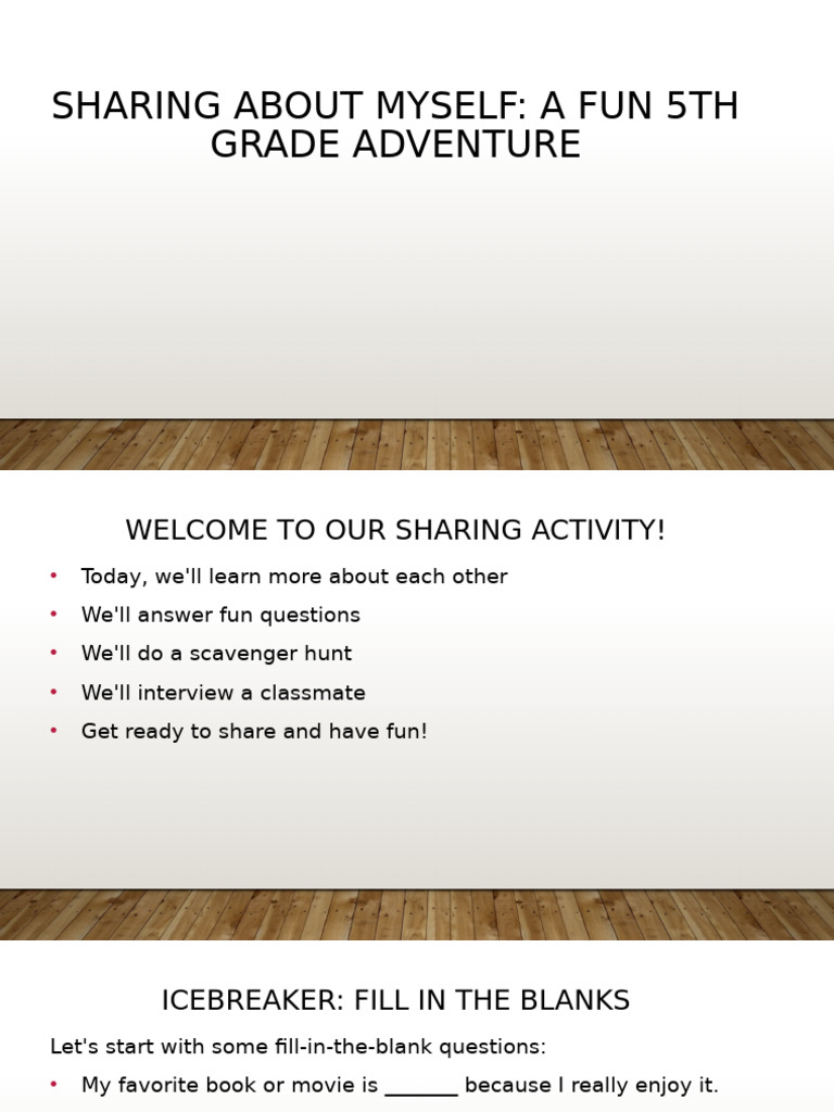 Sharingaboutmyselfafun 5 Thgradeadventure | PDF