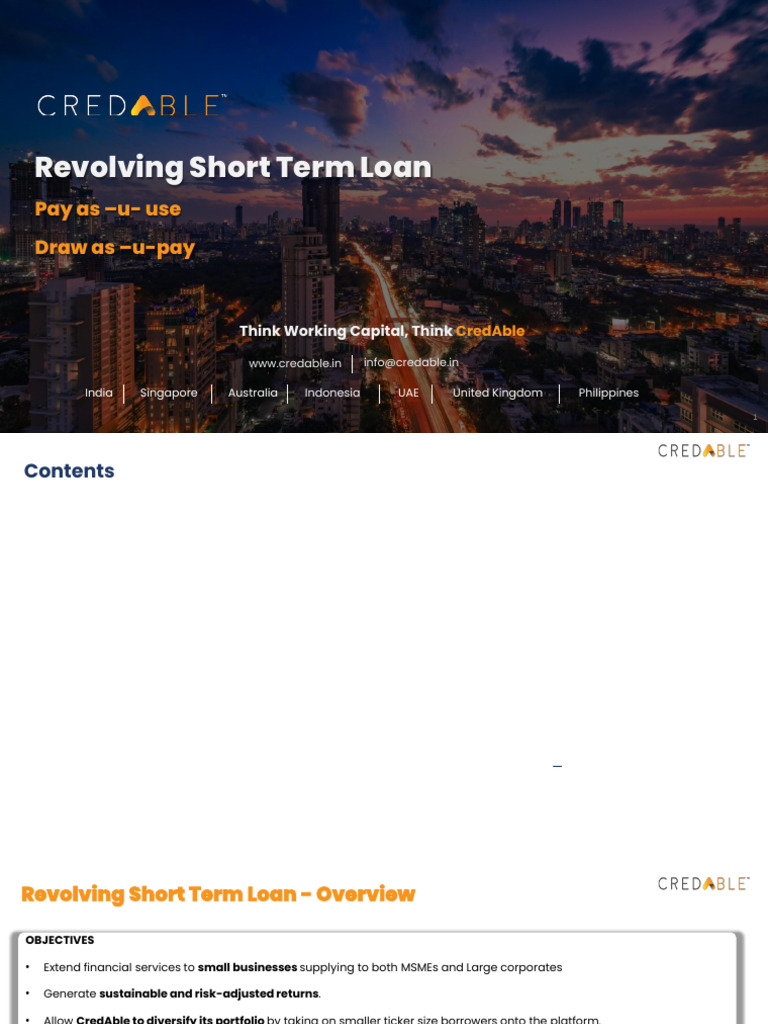CredAble - Revolving Short Term Loan - Ext | PDF | Loans | Interest