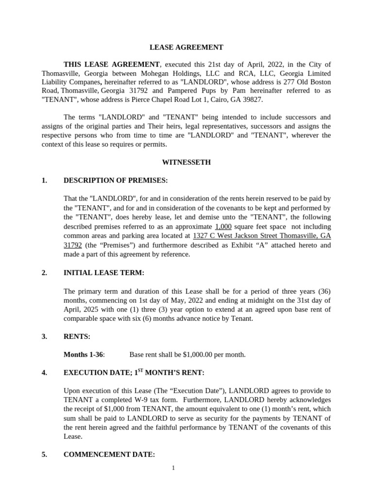 Lease Agreement for Dog Groomer | PDF | Leasehold Estate | Lease