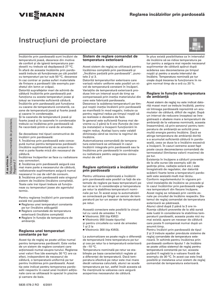 Proiectare - Incalzire in Pardoseala | PDF
